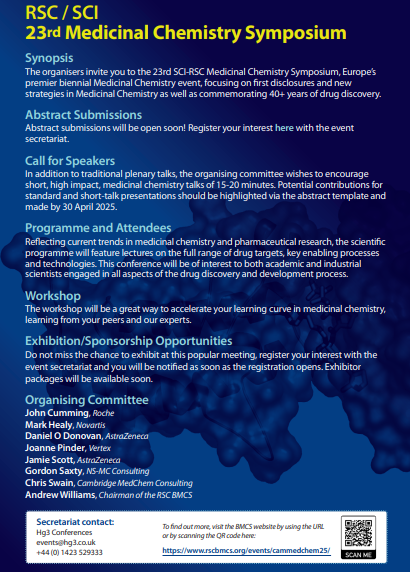 RSC-BMCS / SCI 23rd Medicinal Chemistry Symposium - RSC BMCS